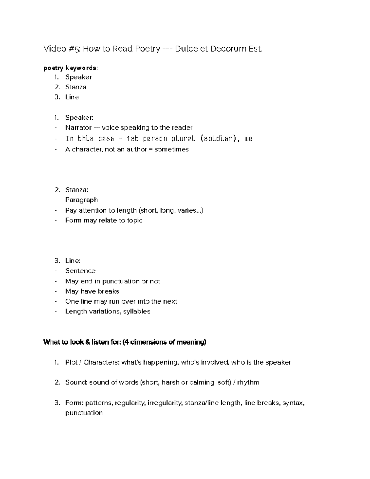 ENG 203 Spring 2020 Week #2 (Video's 5-6) notes - Video #5: How to Read ...