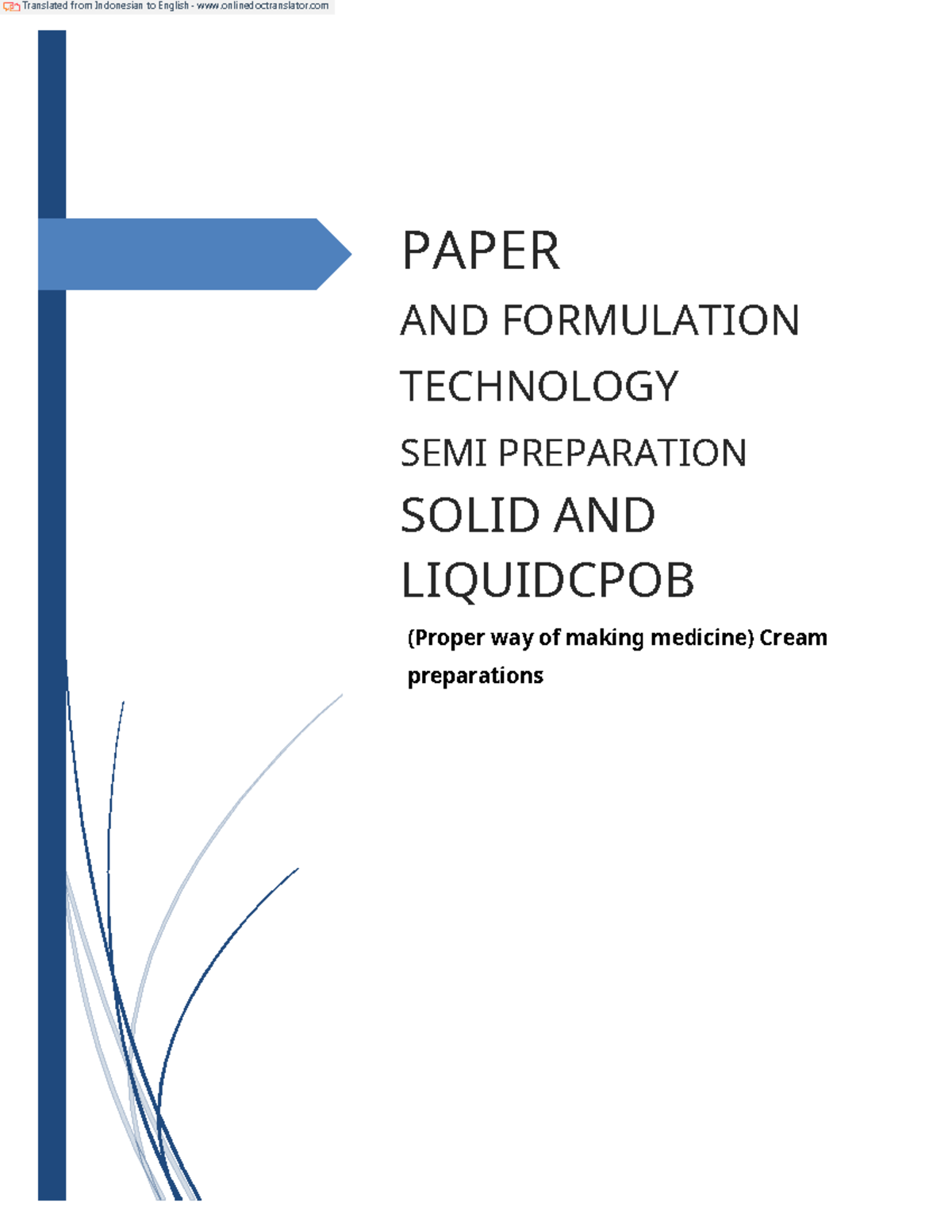 Paper AND Formulation Technology SEMI Preparation Solid AND Liquidcpob ...