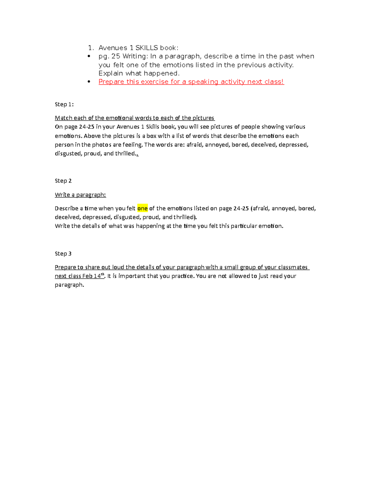 Further clarification for the text homework due Feb 14 - Avenues 1 ...