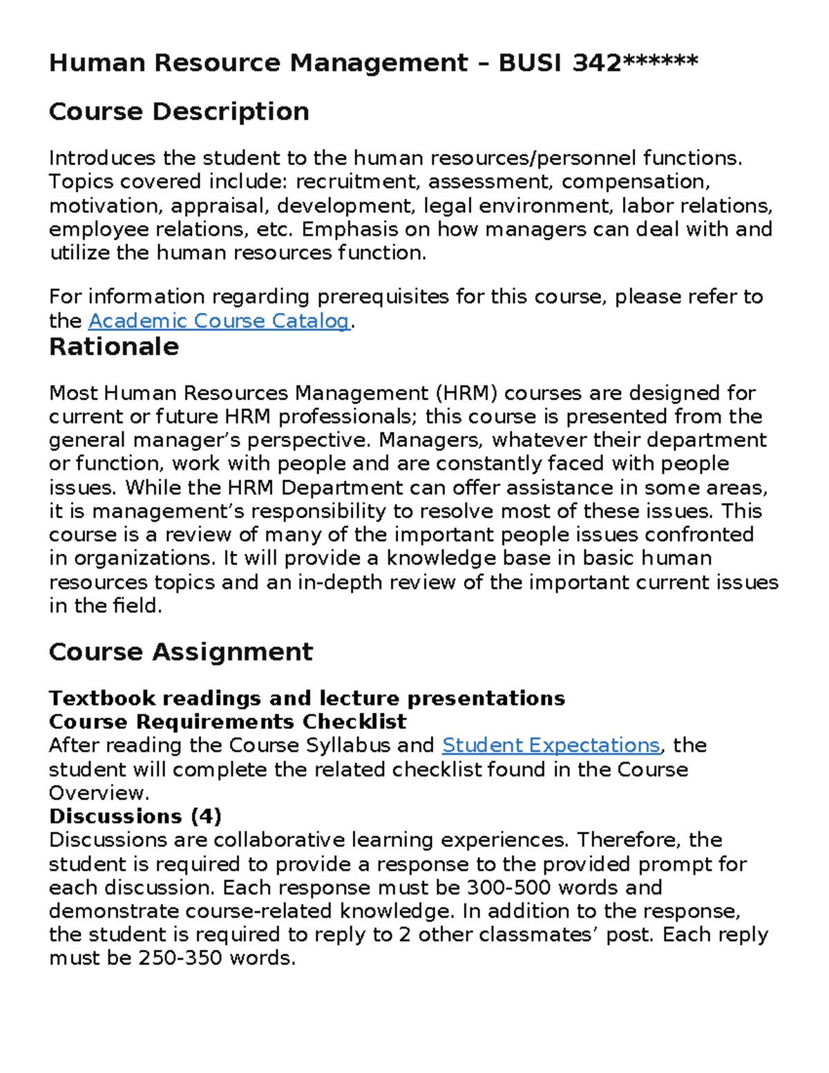 BUSI 342 Human Resource Management - Human Resource Management – BUSI ...