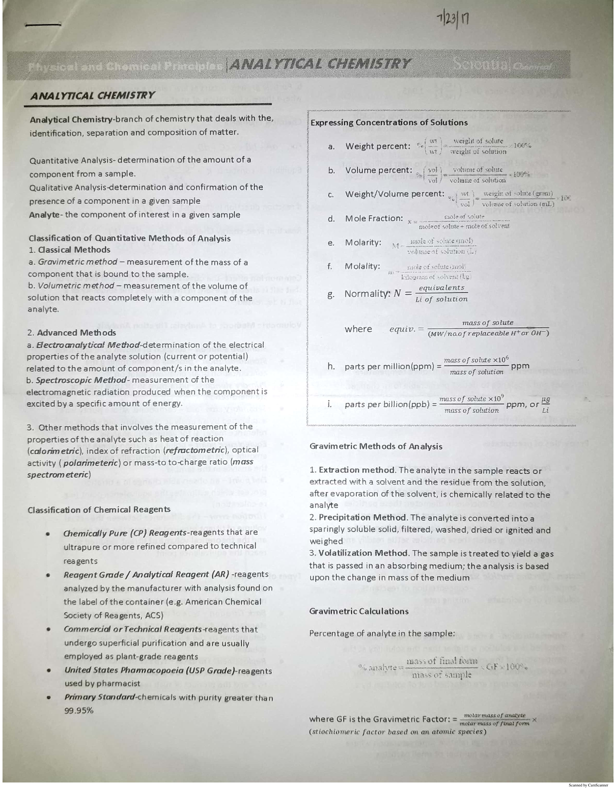 ANAL CHEM - ChE Reviewer for Board Exam Lecture Notes - Physical and ...