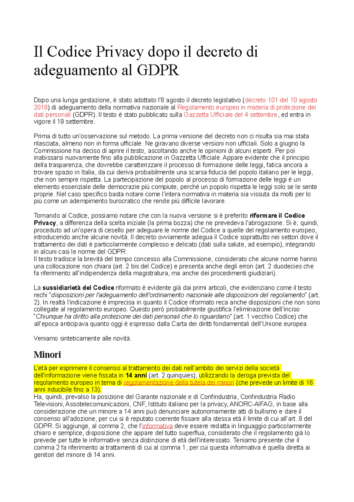 DLgs 101 10-08-2018 decreto di adeguamento al GDPR - Digital forensic - UniNa - Studocu