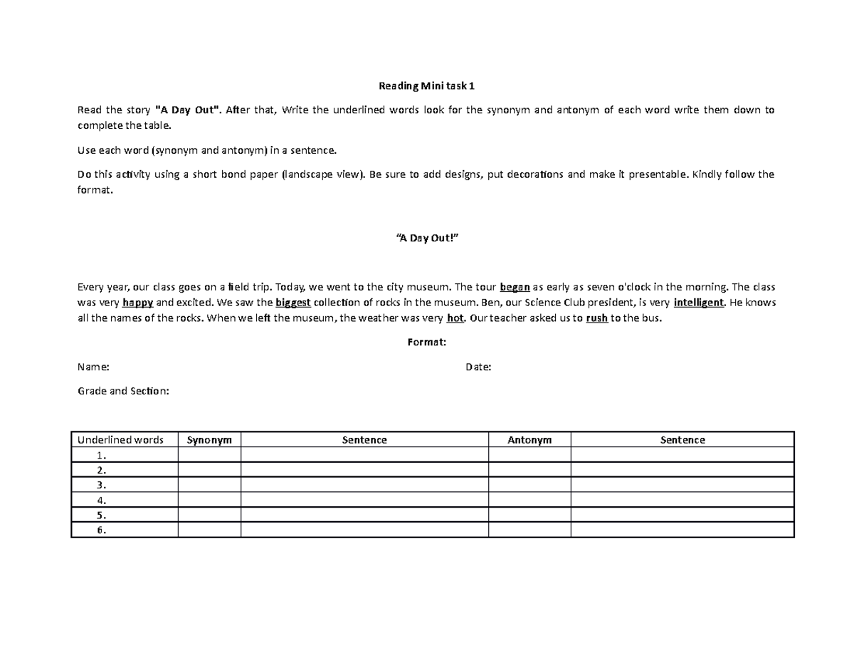 Reading Mini task 1 - Hi this is dfjnfslknkldsfds - Reading Mini task 1 ...