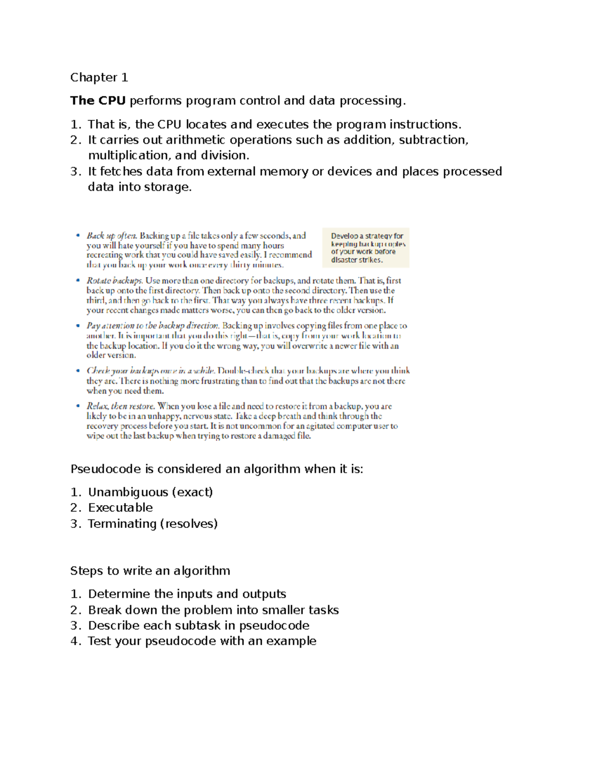 Chapter 1 - Chapter 1 The CPU performs program control and data processing. That is, the CPU ...