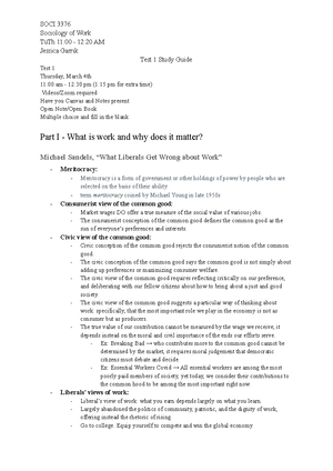 Week 7 - SOCI 3376 - SOCI 3376 Sociology of Work Spring 2021 ...