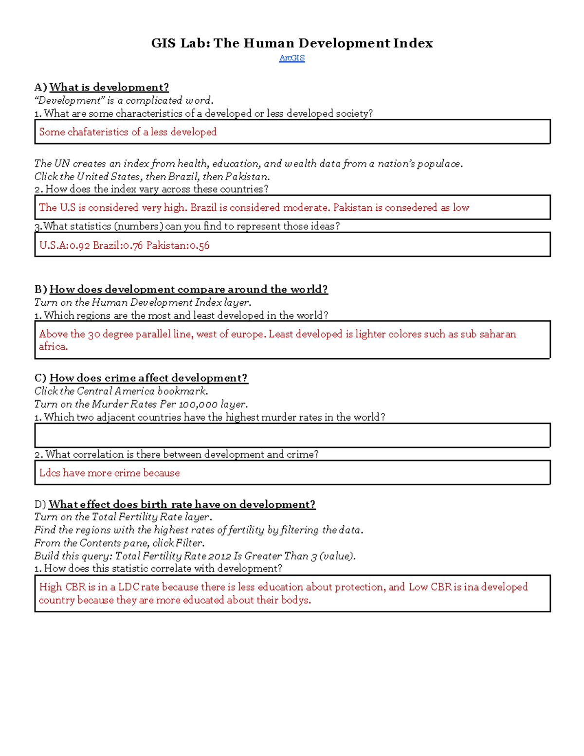 GIS Lab The Human Development Index - GIS Lab: The Human Development ...