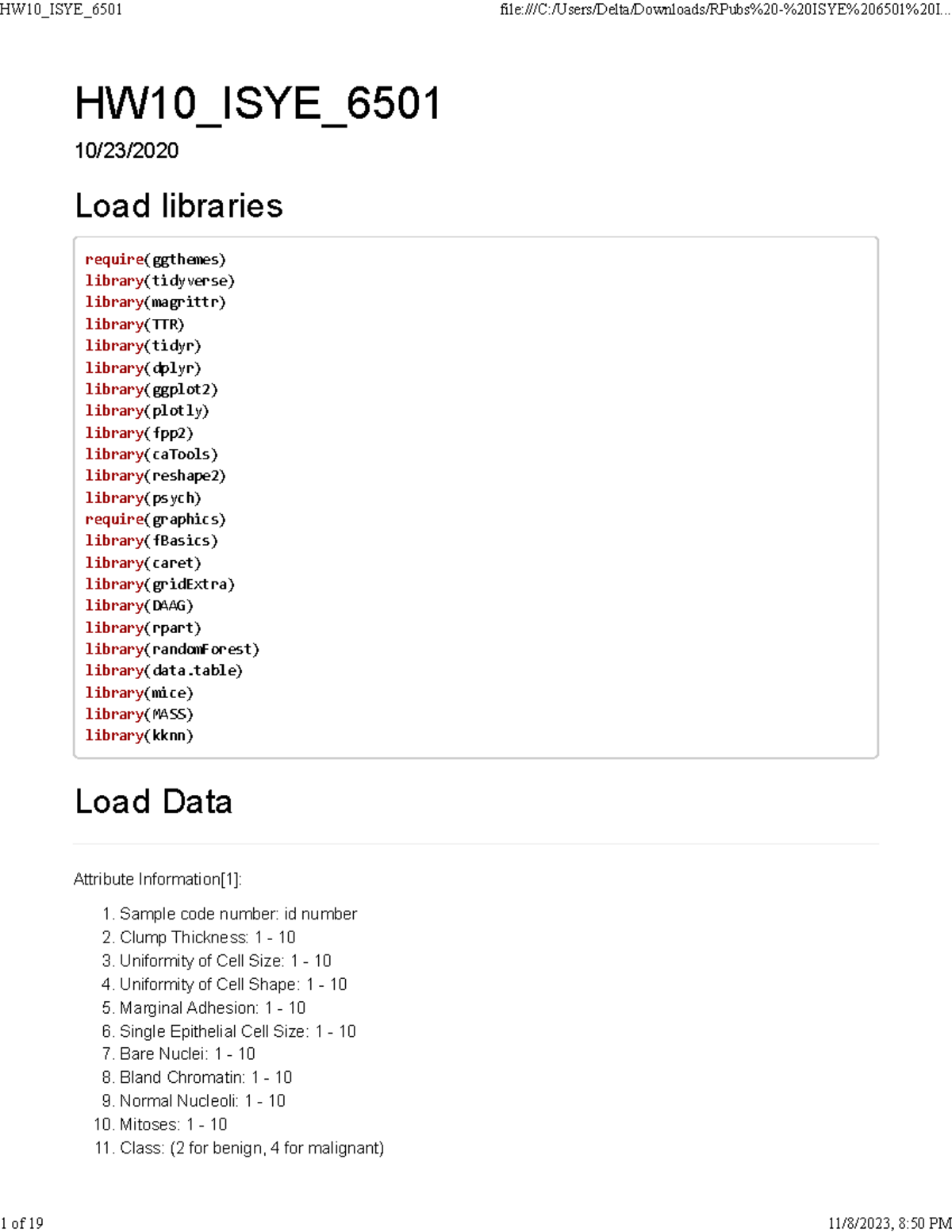 RPubs - ISYE 6501 Intro to Modeling HW10 - HW10_ISYE_ 10/23/ Load libraries require(ggthemes ...