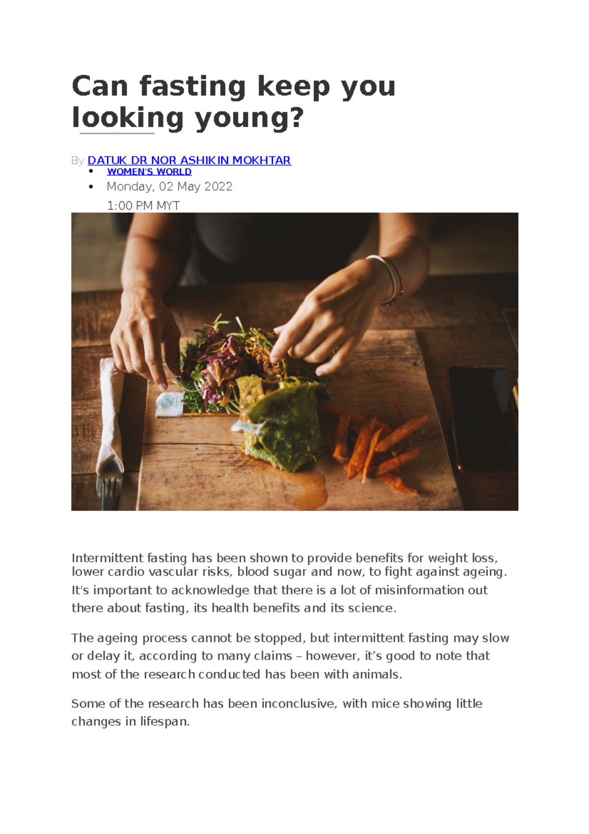 Can fasting keep you looking young - Can fasting keep you looking young ...