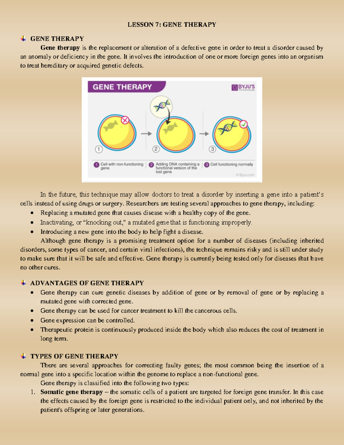 Science, Technology and Society Lesson 7/11 - LESSON 7: GENE THERAPY ...