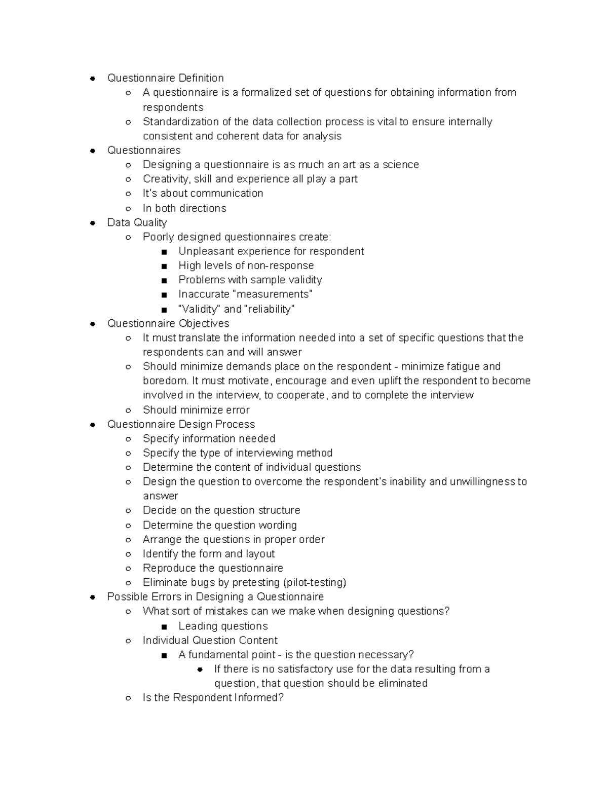 Marketing Research Questionnaire - Questionnaire Definition A ...