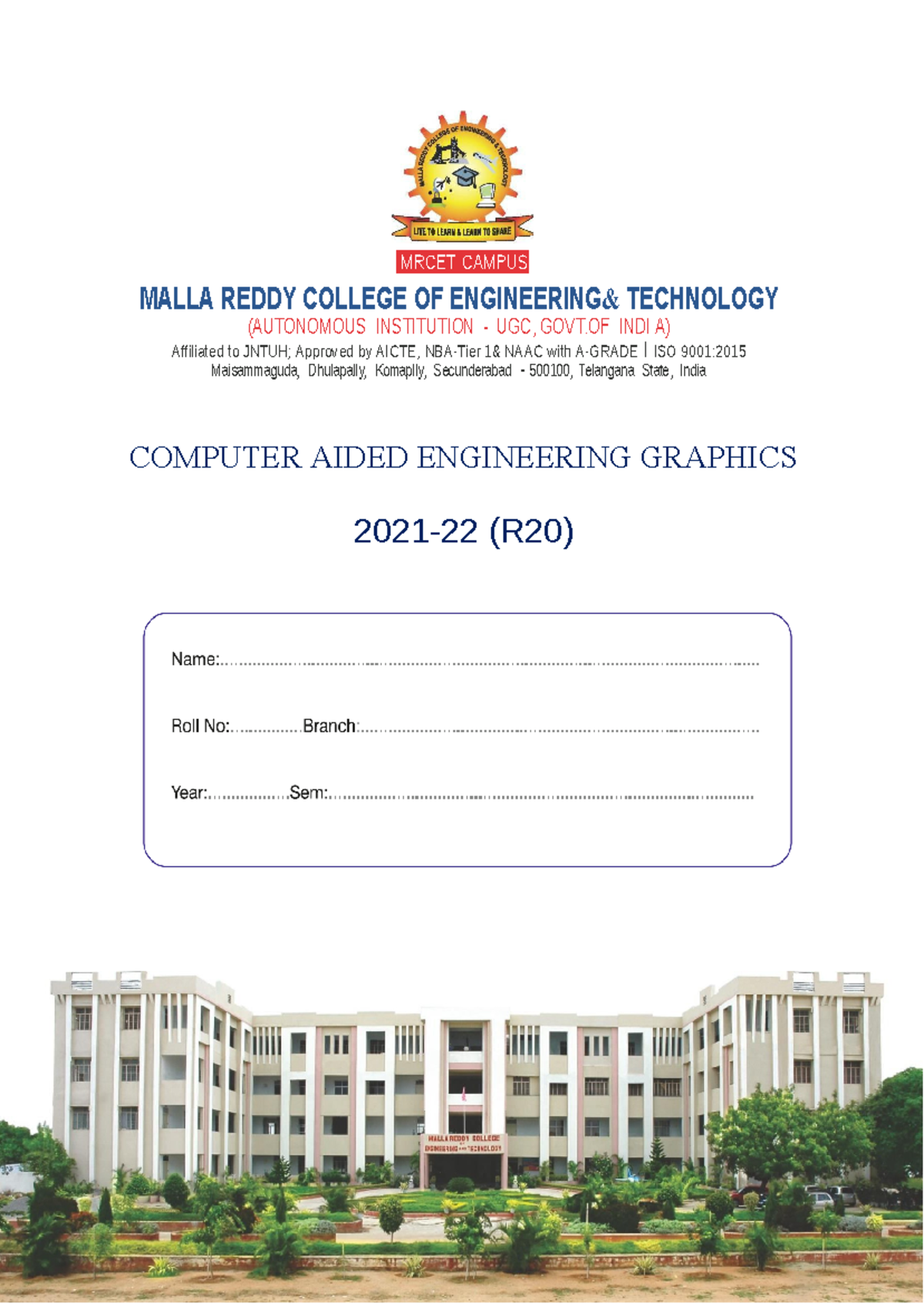 CAEG - MRCET CAMPUS MALLA REDDY COLLEGE OF ENGINEERING& TECHNOLOGY ...