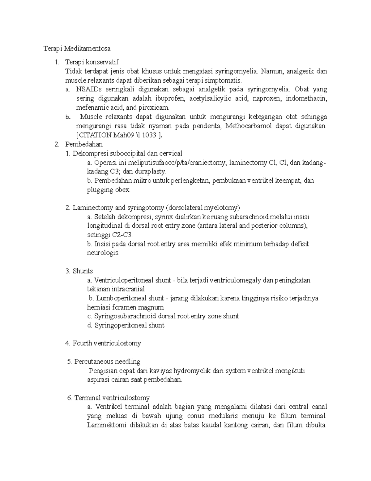 Terapi komplikasi siringomielia - Terapi Medikamentosa Terapi ...