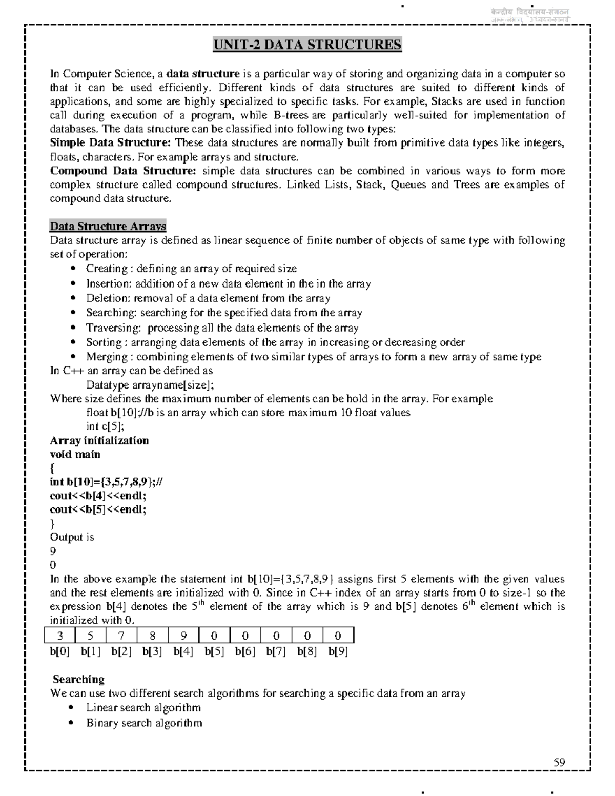 12 Computer Science Notes Ch05 Data Structures Ncrtsolutions 59 Unit 2data Structures In