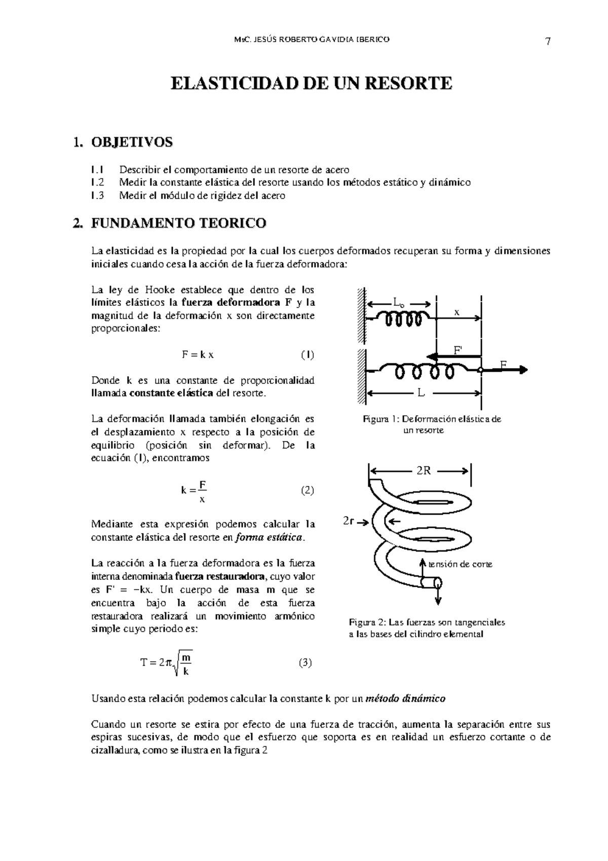06 Elasticidad DE UN Resorte - 7 E ELLAASSTTIICCIIDDAADD DDEE UUNN ...
