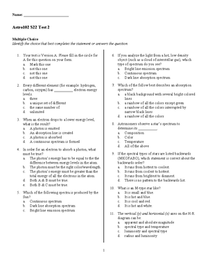 Astro Test 3 2022-2023 - Actual Test given by Professor; great practice ...