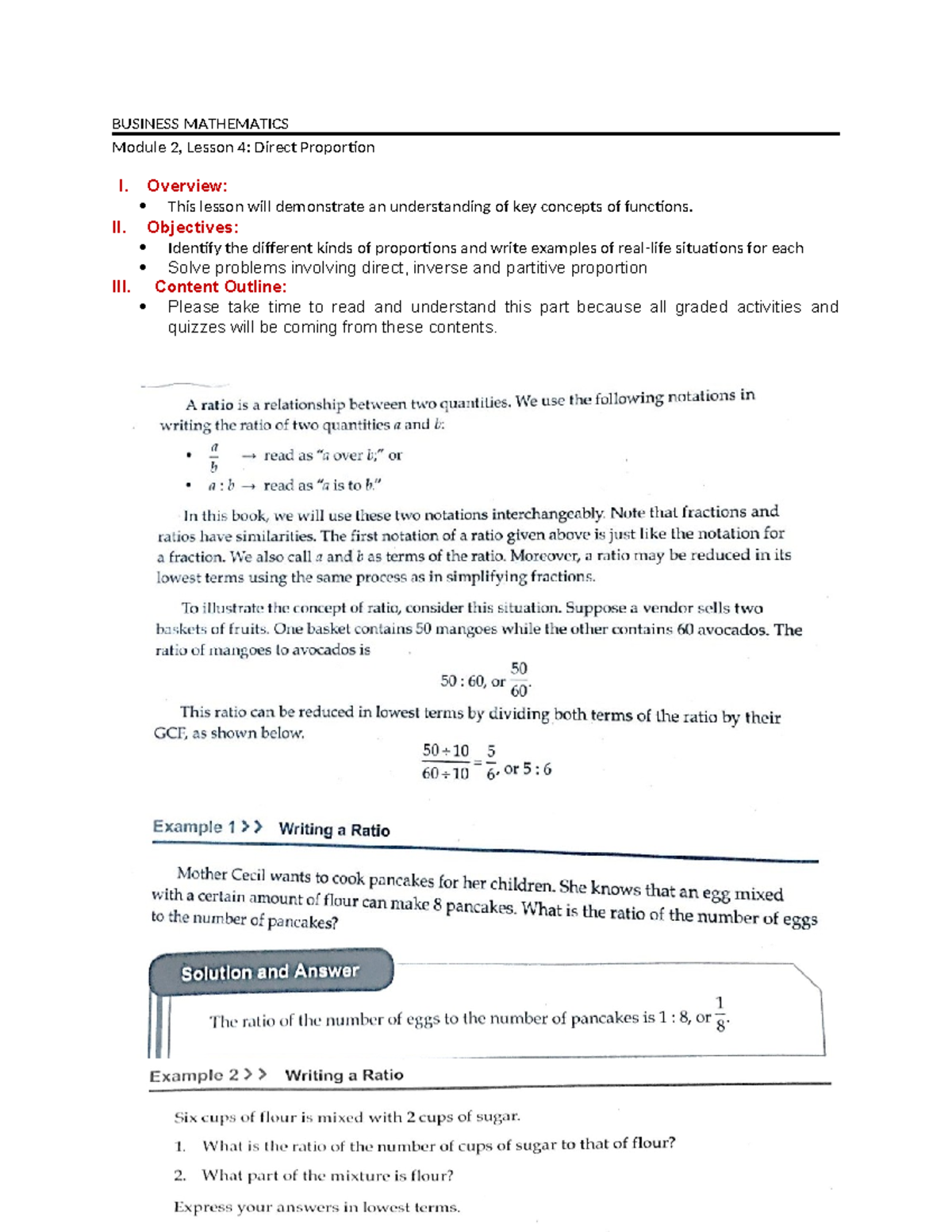 C2L1 Direct Proportion - BUSINESS MATHEMATICS Module 2, Lesson 4 ...