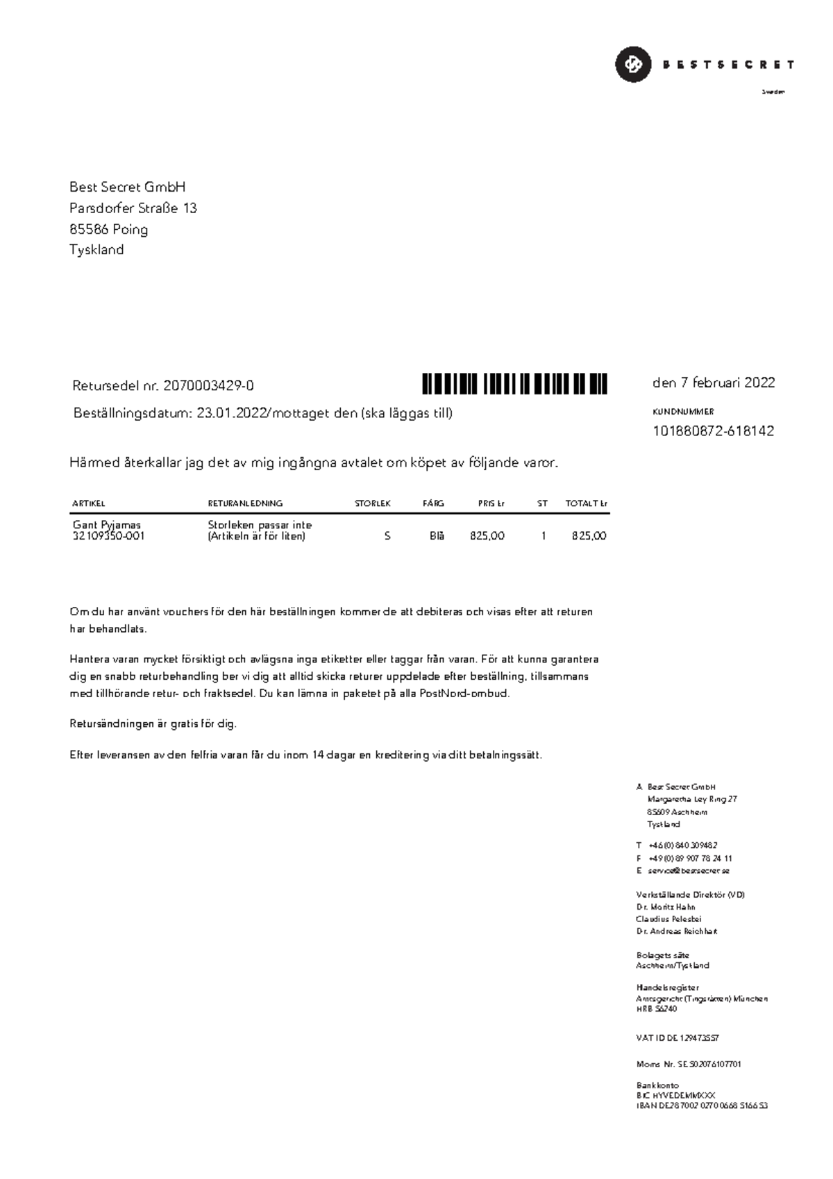 Matematiskt övingingsuppgifter för - A Best Secret GmbH Margaretha-Ley ...