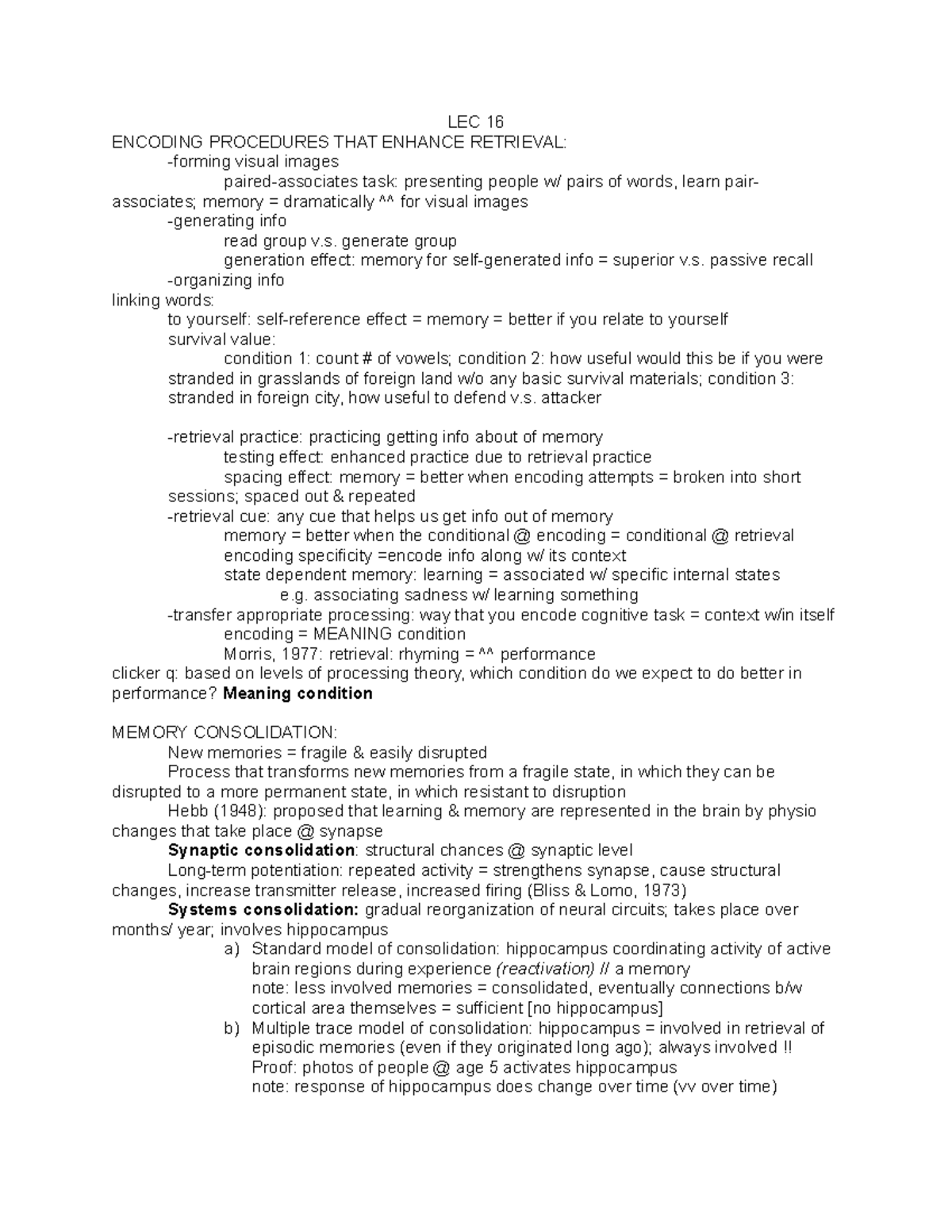 LEC 16-18 - Lecture notes 16, 17, 18 - LEC 16 ENCODING PROCEDURES THAT ...