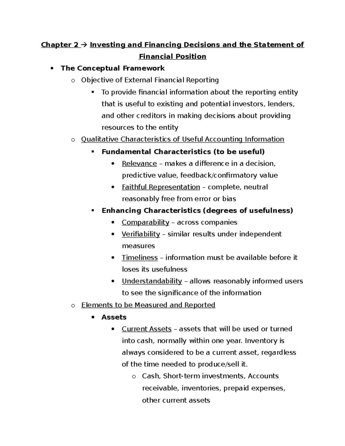 Chapter 2 - Chpt2 - Chapter 2 Investing and Financing Decisions and the ...