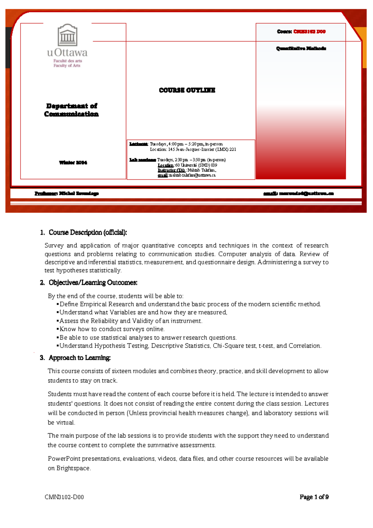 CMN3102 Course Outline Winter 2024 - 1. Course Description (official ...