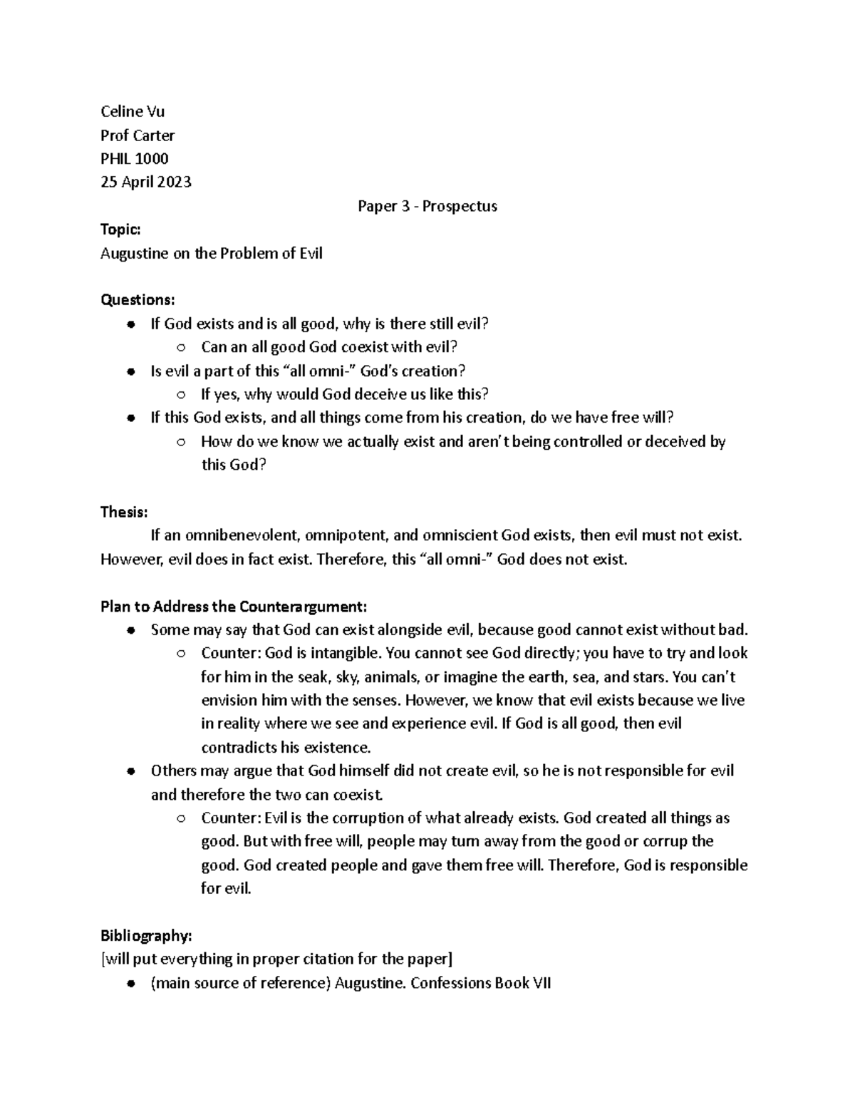 PHIL1000- prospectus - Celine Vu Prof Carter PHIL 1000 25 April 2023 ...
