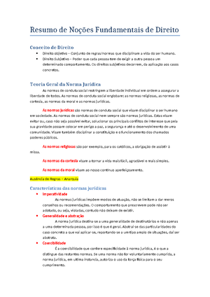 Noçoes Fundamentais de Direito Apontamentos - Resumo de Noções ...