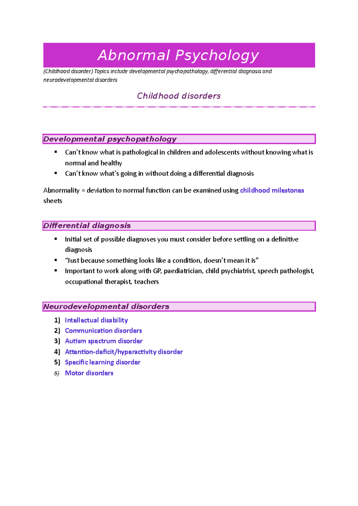 Abnormal Psychology - Childhood disorders - Abnormal Psychology ...