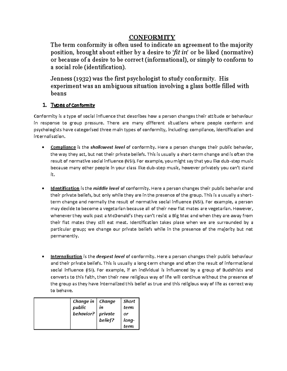 Conformity - Information - CONFORMITY The term conformity is often used ...