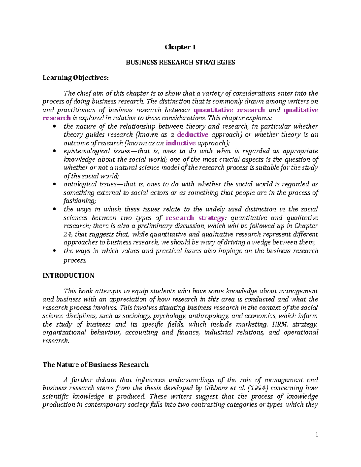 Chapter 1- Business Research Strategies - Chapter 1 BUSINESS RESEARCH ...
