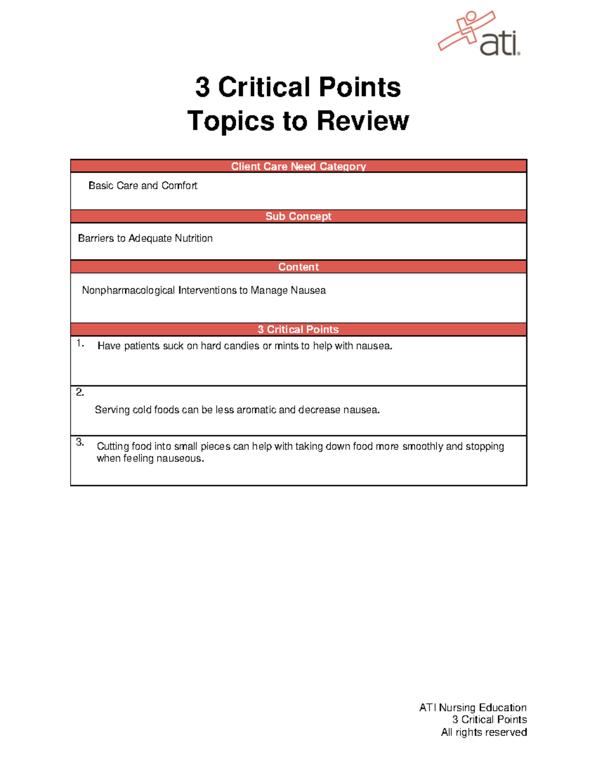 3-critical-points-worksheet pt. 10 - ATI Nursing Education 3 Critical ...