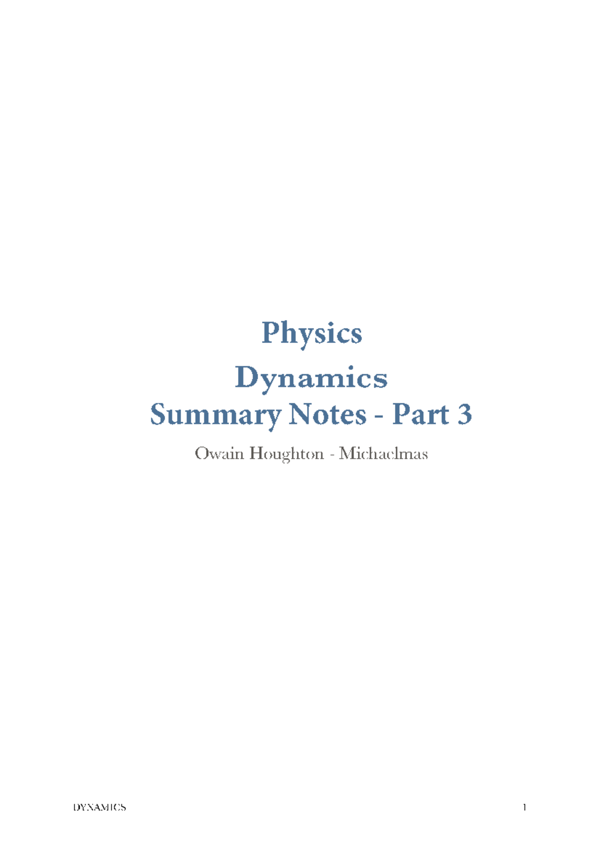 Natural Sciences - Physics - Dynamics - Part 3 - Physics Dynamics ...