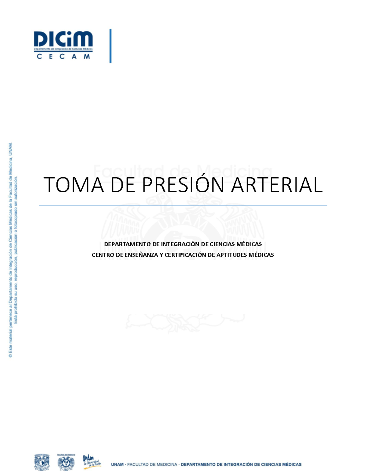Toma de presión arterial - TOMA DE PRESI”N ARTERIAL DEPARTAMENTO DE ...
