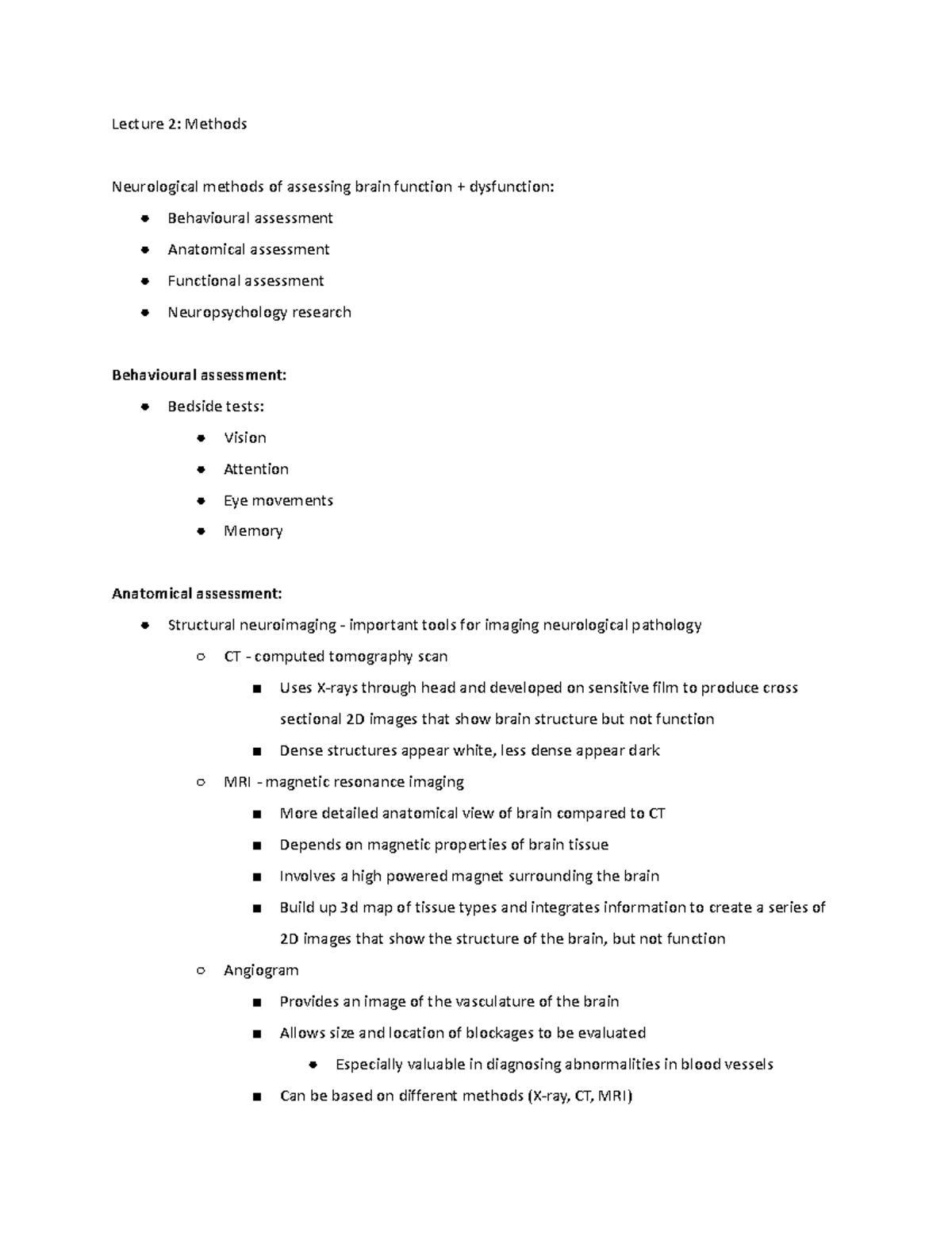 PSYC313 Test Revision (Lectures 1 - 8) - Lecture 2: Methods ...