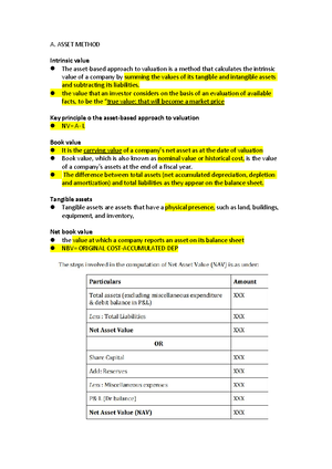 Asset-Based Approach to Valuation - S c h o o l o f B u s i n e s s a n ...