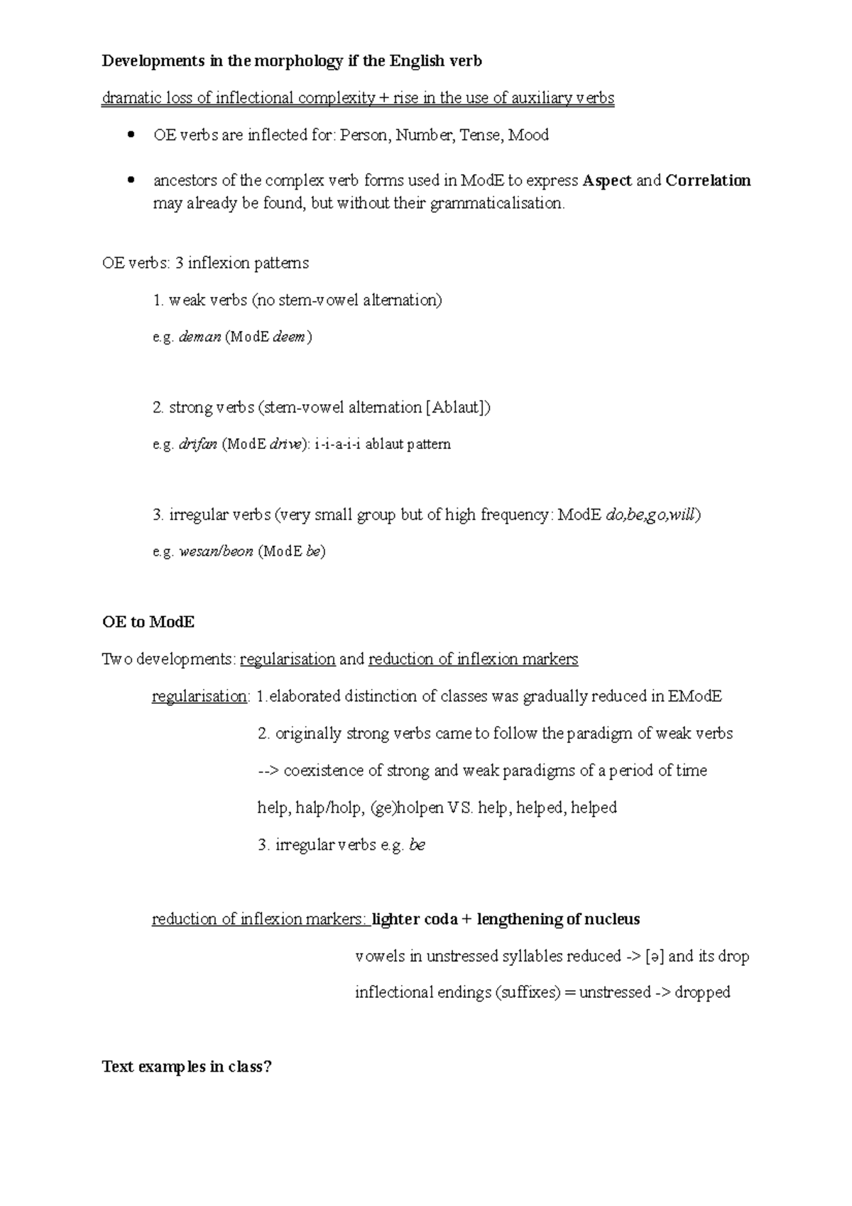 Verb inflection - Developments in the morphology if the English verb ...