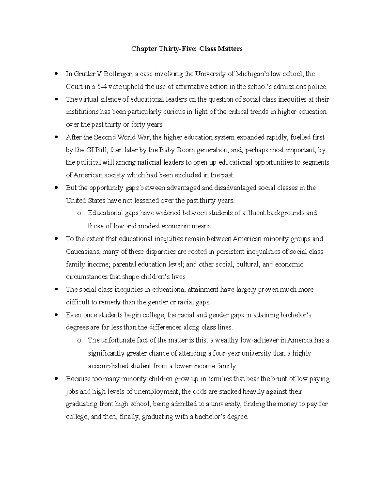 Chapter Thirty Five Class Matters - Chapter Thirty-Five: Class Matters ...