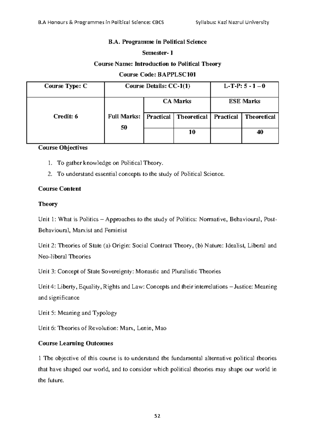 1. B.A. Political Science Syllabus (LOCF) Program - B. Programme in ...