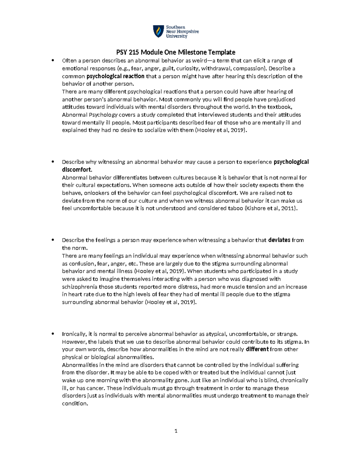 1-2 PSY 215 Module One Milestone - , fear, anger, guilt, curiosity ...