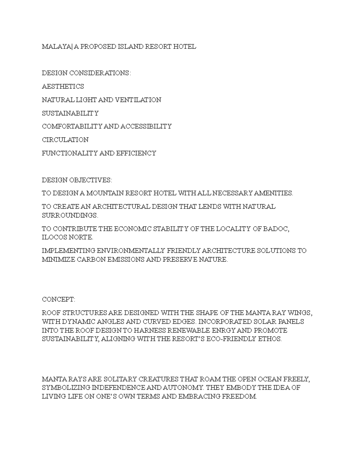 Design Considerations - MALAYA| A PROPOSED ISLAND RESORT HOTEL DESIGN ...