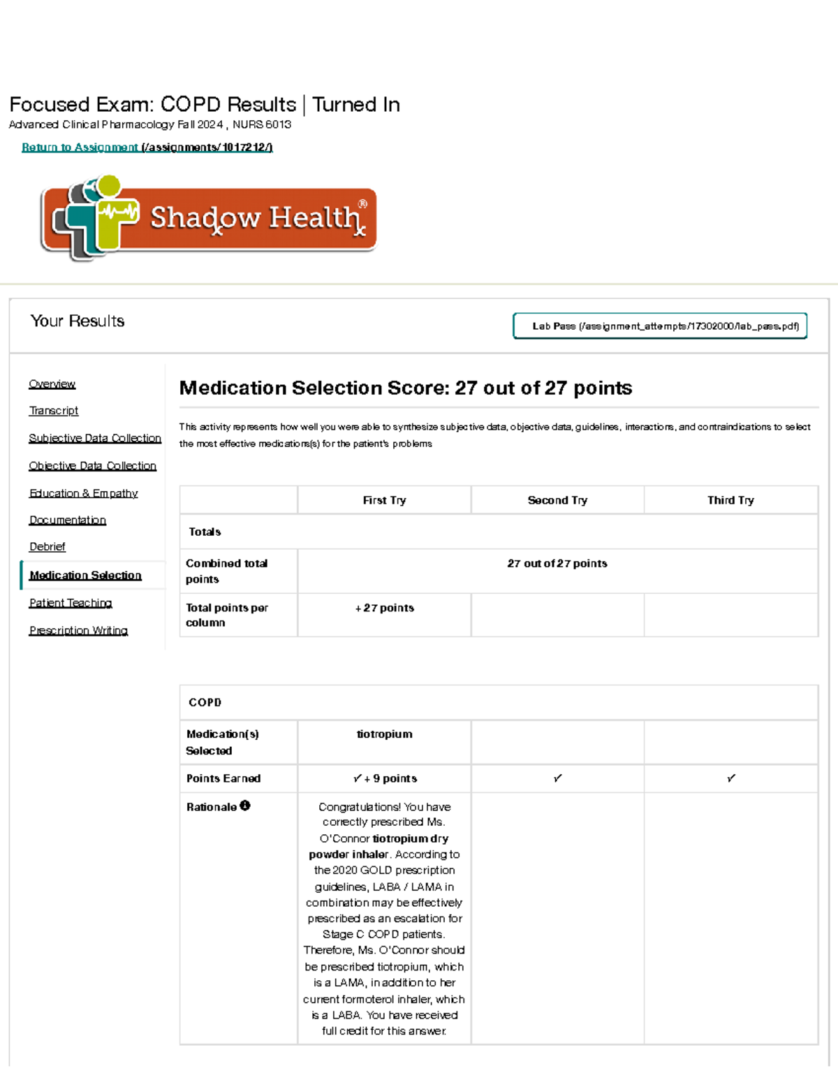 Medication - Debbie O'Connor - Focused Exam: COPD Results | Turned In ...
