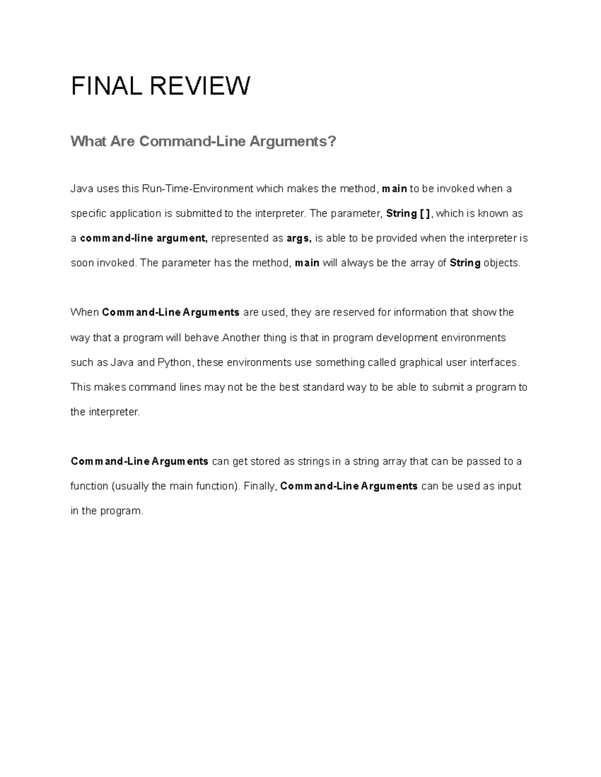 CSC 2660 Final Review 35 - FINAL REVIEW What Are Command-Line Arguments ...