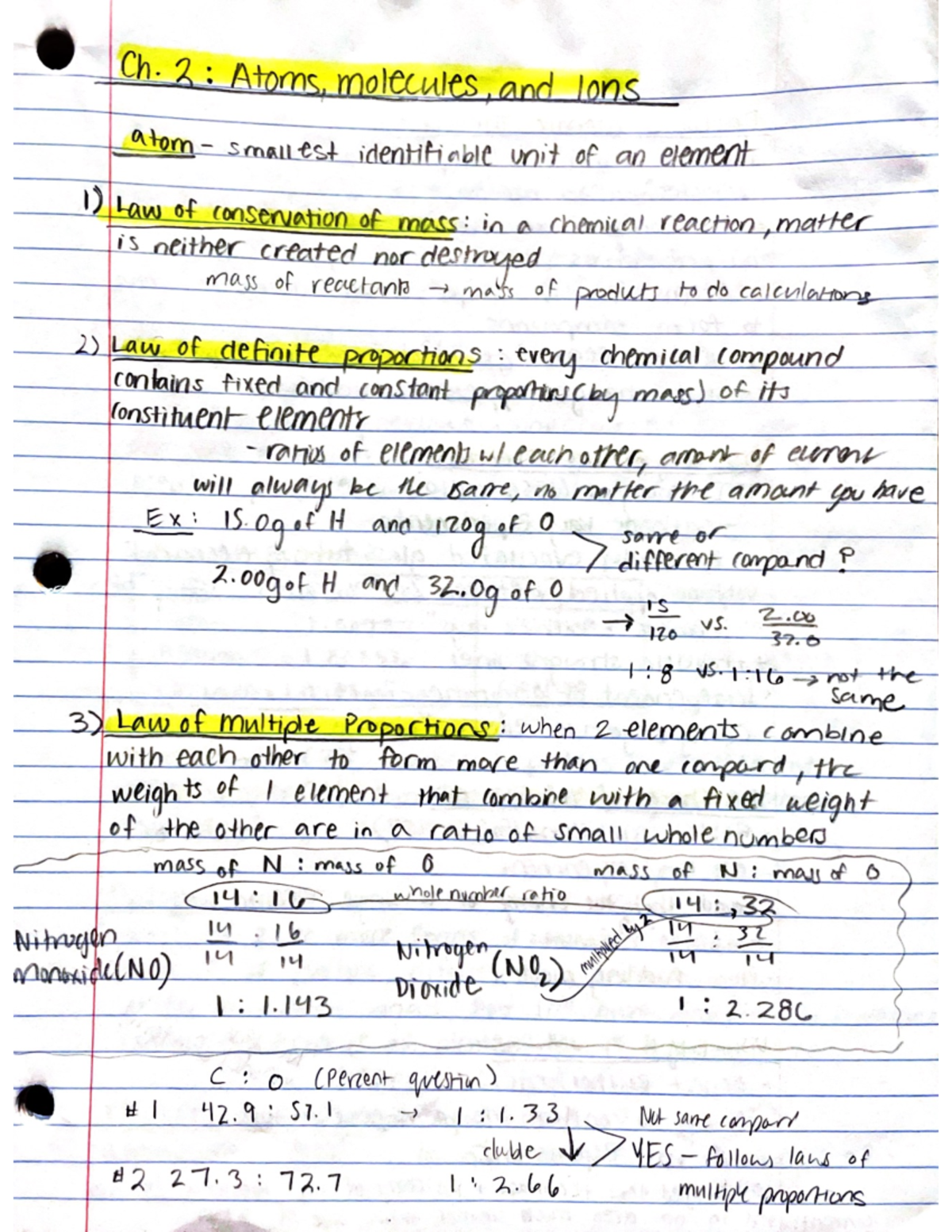 Chemistry Ch. 2 Notes - CHE 111 - Studocu