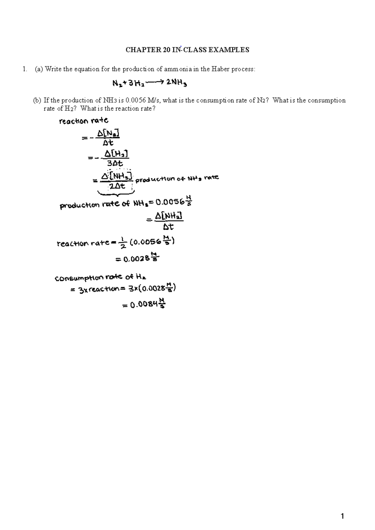Chapter 20 In Class Examples - CHAPTER 20 IN-CLASS EXAMPLES 1. (a ...