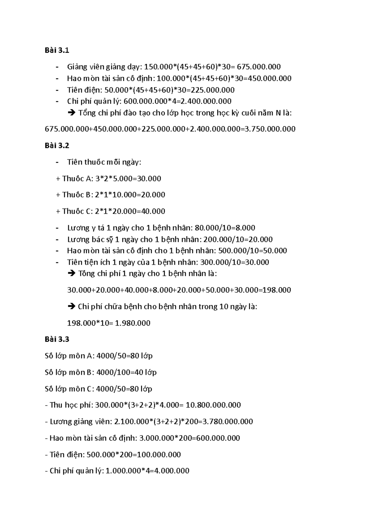 Chi phí và định giá khu vực công.docx - Bài 3. - Gi ng viên gi ng d y: 150*(45+45+60)30= 675 ...