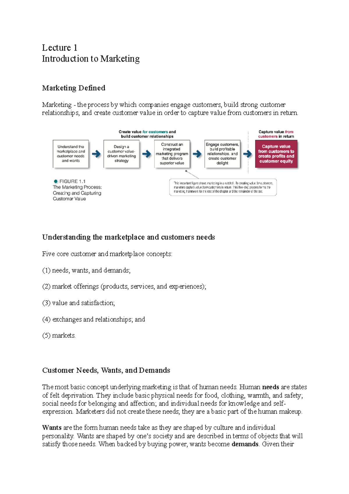 Lecture 1 + 2 - chapter 1 and 2 - Lecture 1 Introduction to Marketing ...