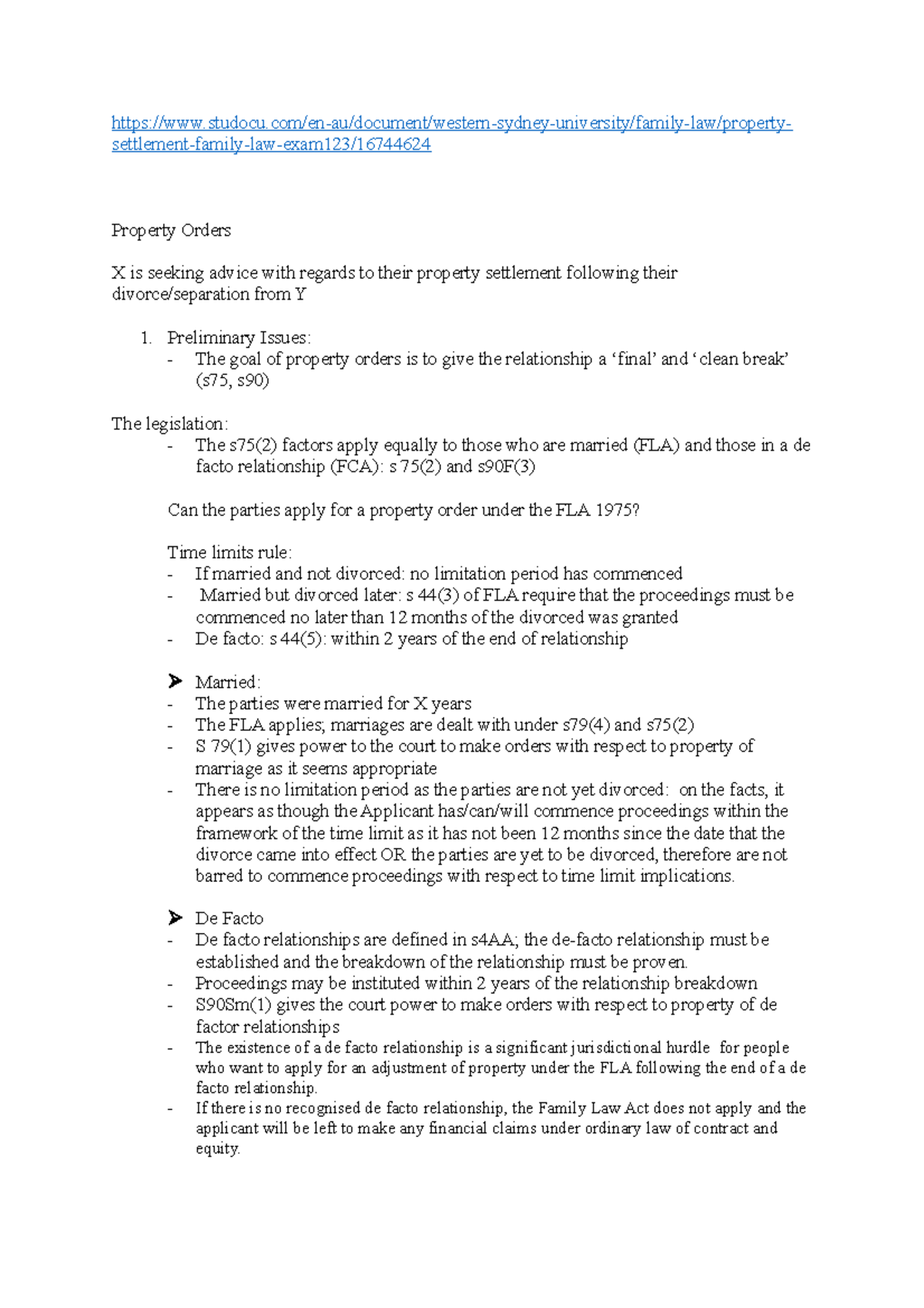 Property Orders - exam - Exam Notes - - Studocu