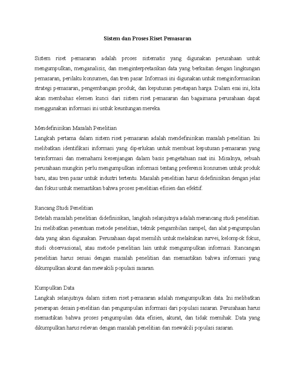 Sistem dan Proses Riset Pemasaran Sistem Informasi Penjualan Basis Data ...