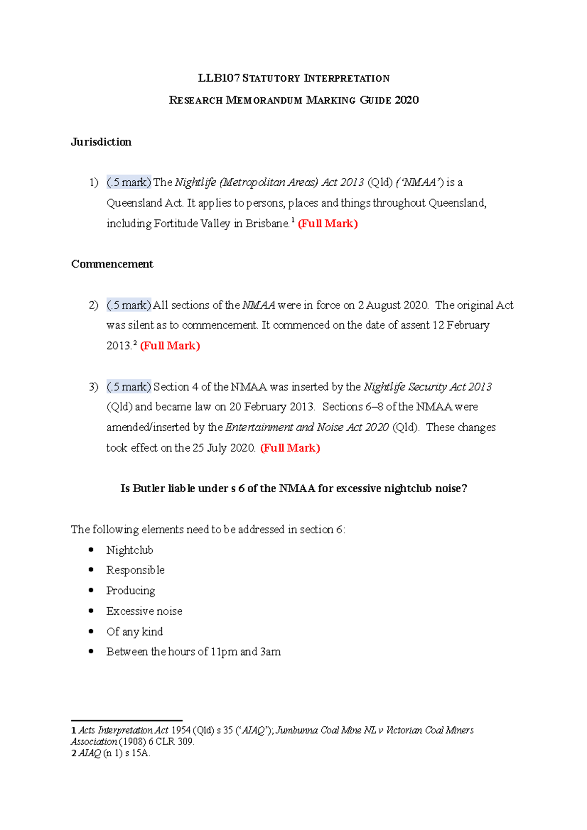 Week 12 - Tutorial 9 - LLB107 Assignment Marking Guide 2020 student ...