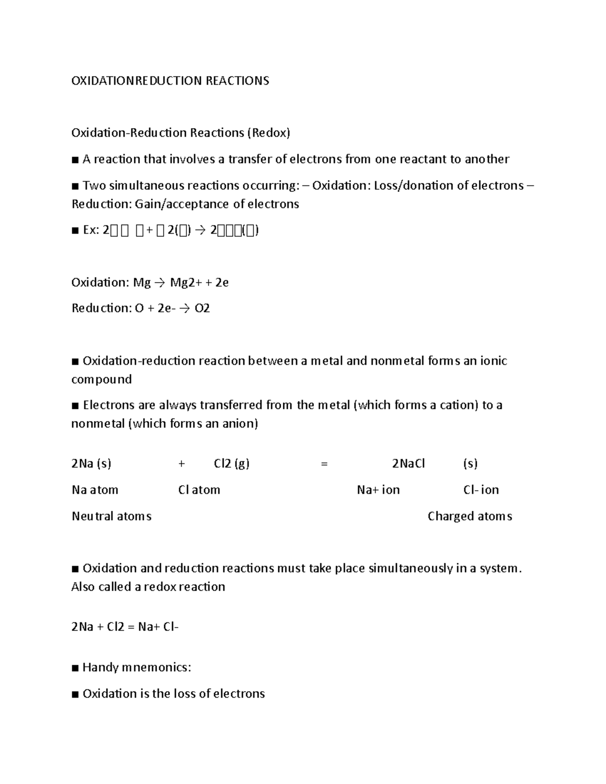 185 - Oxidationreduction Reactions - OXIDATIONREDUCTION REACTIONS ...