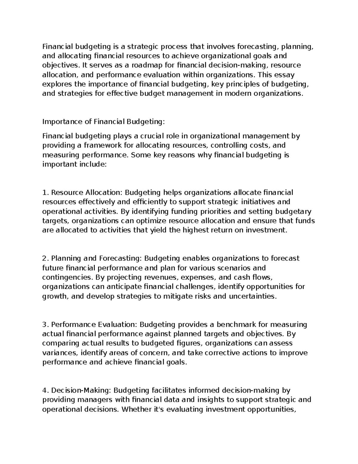 Financial budgeting - It serves as a roadmap for financial decision ...